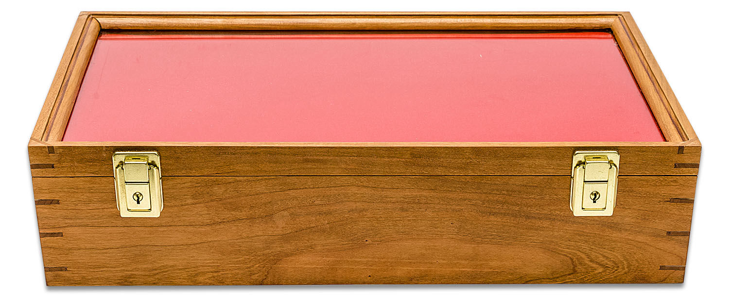 S&D Enterprises Cherry Wood Hinged Display Case 12" x 18" x 3.875 ...