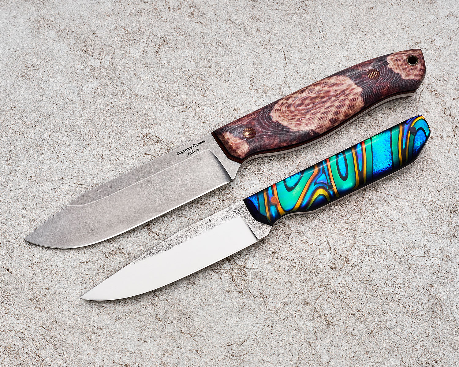 Dogwood Custom Knives Echo-4 Fixed Blade Knife 4.13" S35VN Stonewashed ...