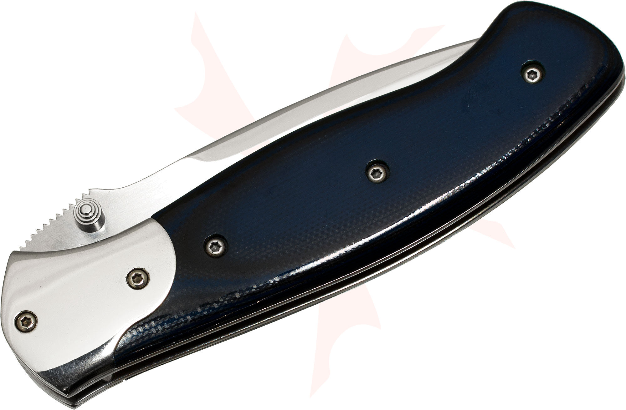Don Lozier Liner Lock Custom Folding 3.5" AUS-8 Blade, Blue and Black ...