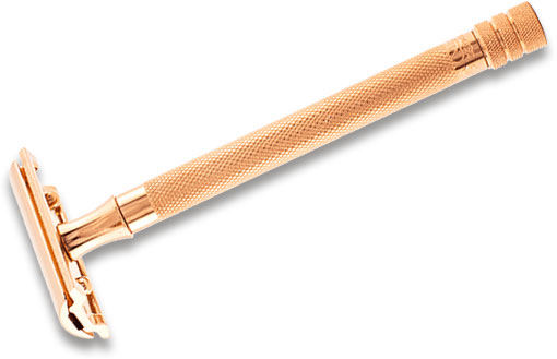 Merkur 24G Long Handle Double Edge Safety Razor, Rose Gold, 5" Long ...