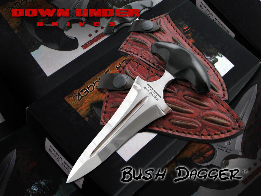 Down Under Knives Bush Dagger 4-1/4" Polished Blade, Ebony Wood Handle ...