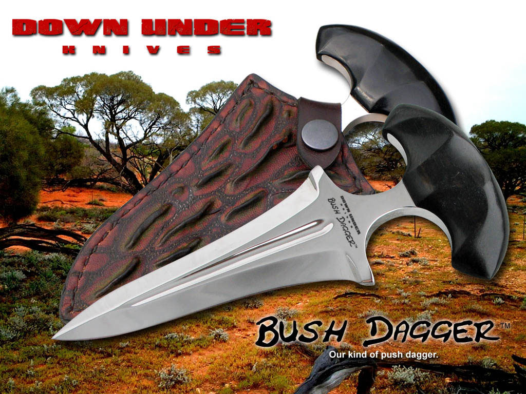 Down Under Knives Bush Dagger 4-1/4" Polished Blade, Ebony Wood Handle ...