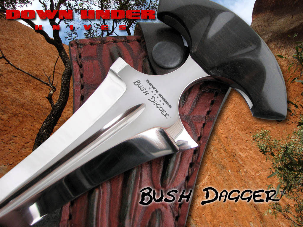 Down Under Knives Bush Dagger 4-1/4" Polished Blade, Ebony Wood Handle ...