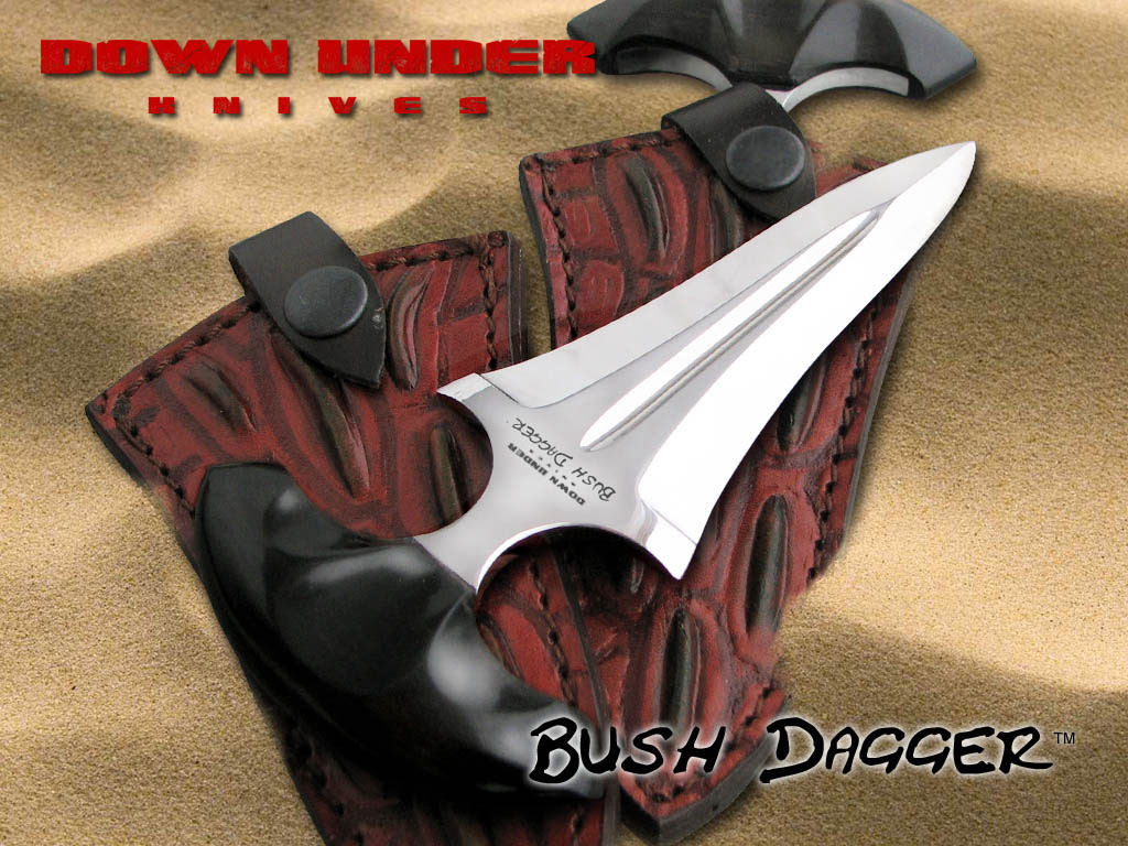 Down Under Knives Bush Dagger 4-1/4" Polished Blade, Ebony Wood Handle ...