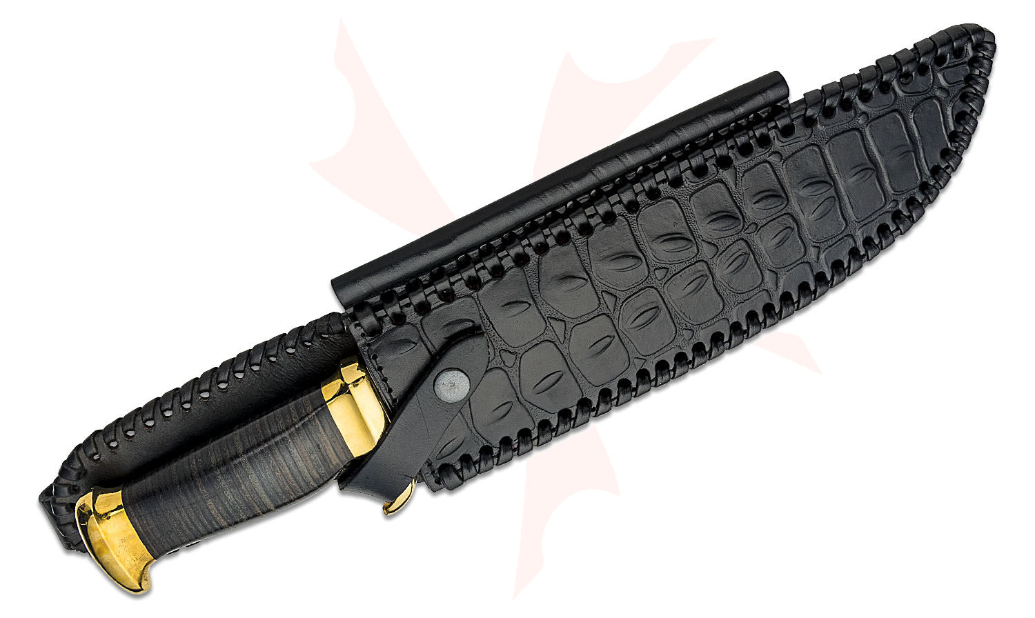 Down Under Knives Outback Eclipse Fixed Knife 11" 1095HC Polished Bowie Blade, Black Stacked ...