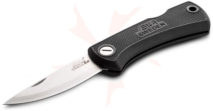 EKA Swede 88 Folding Knife 2.95" Sandvik 12C27 Satin Blade, Black ...