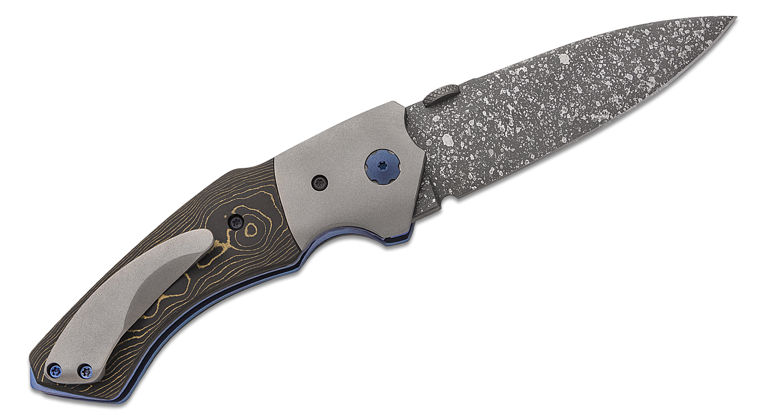 Elishewitz Custom White Swan Folding Knife 3.75" CPM-S35VN Black Snow ...