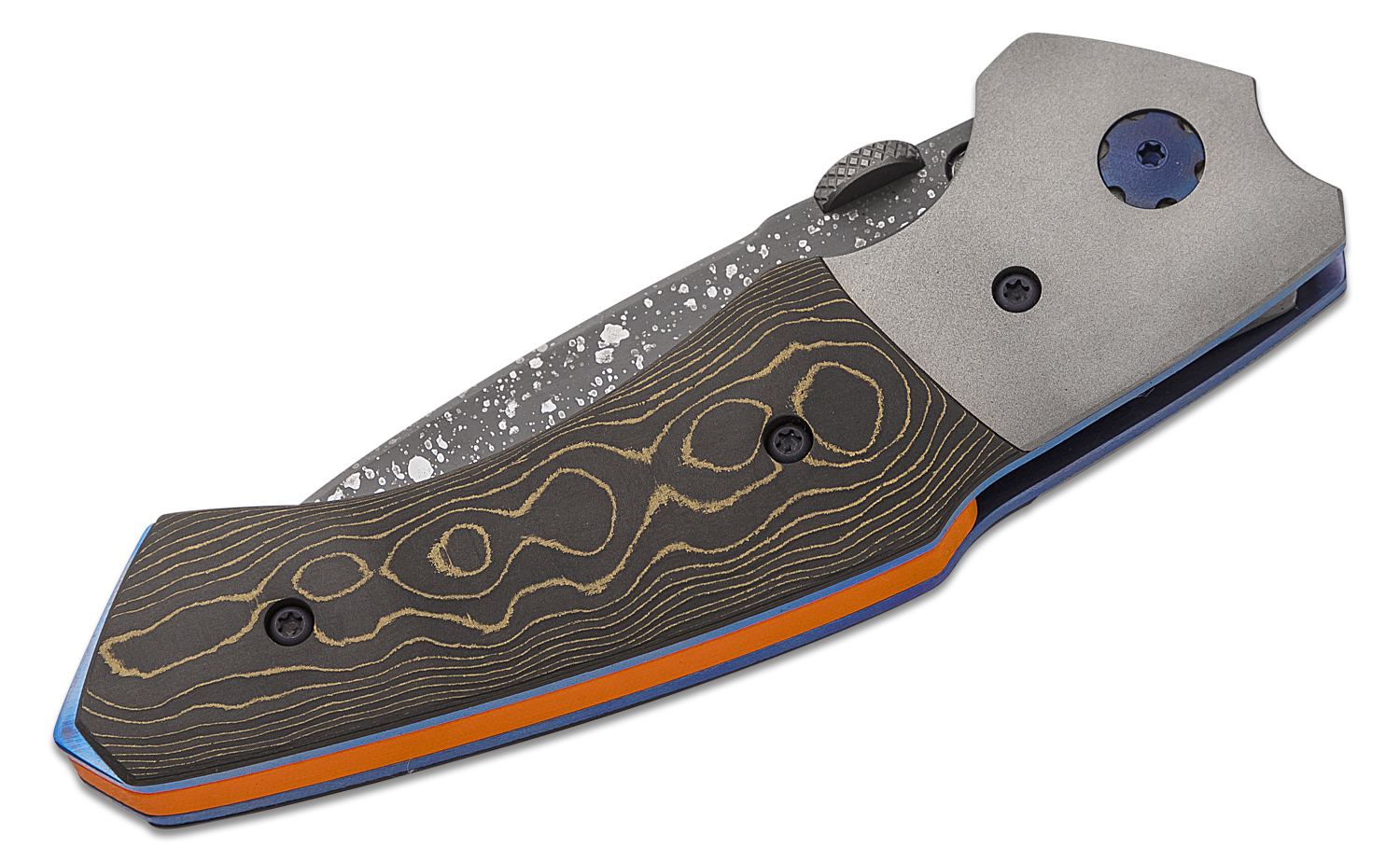 Elishewitz Custom White Swan Folding Knife 3.75" CPM-S35VN Black Snow ...