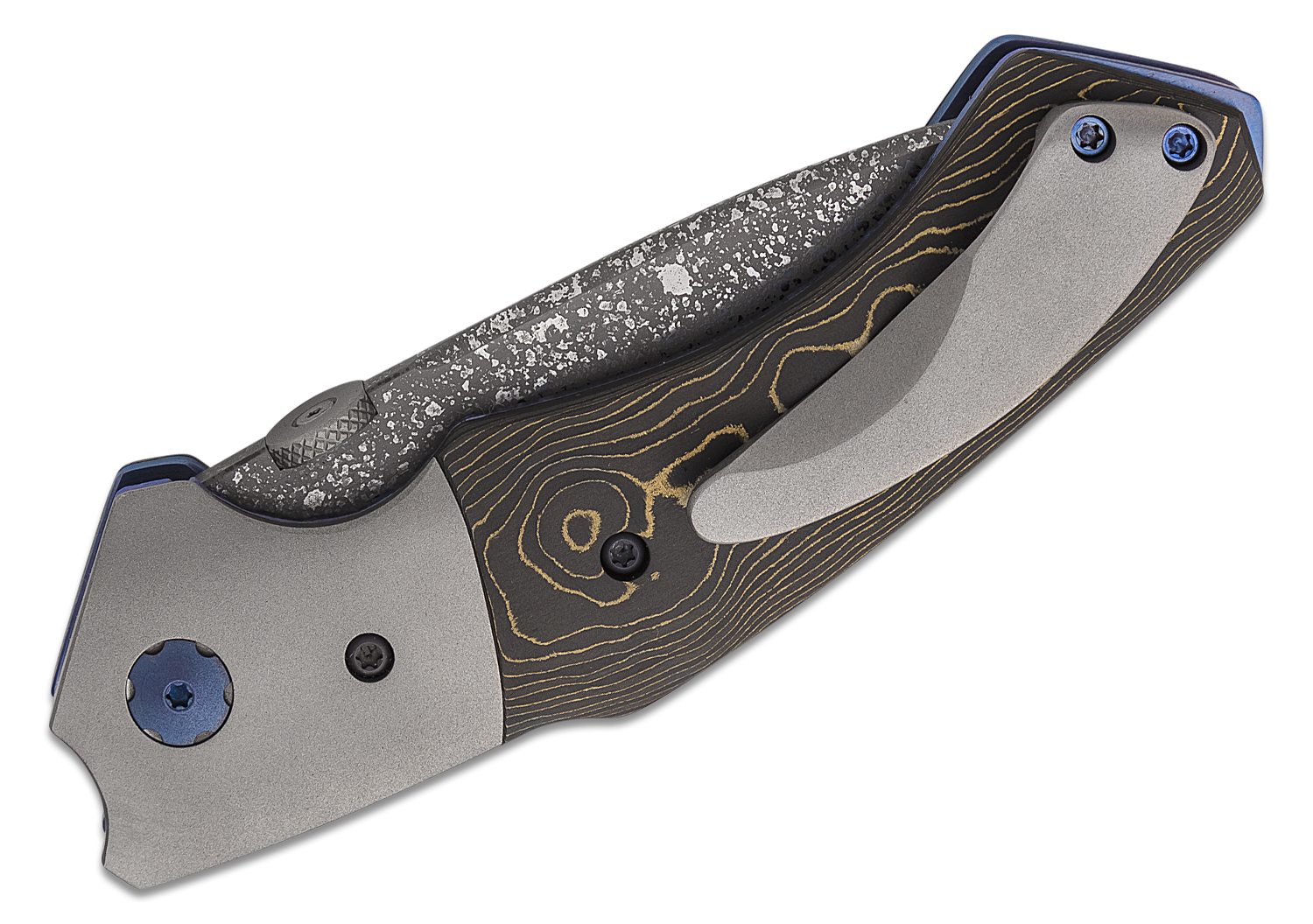 Elishewitz Custom White Swan Folding Knife 3.75" CPM-S35VN Black Snow ...