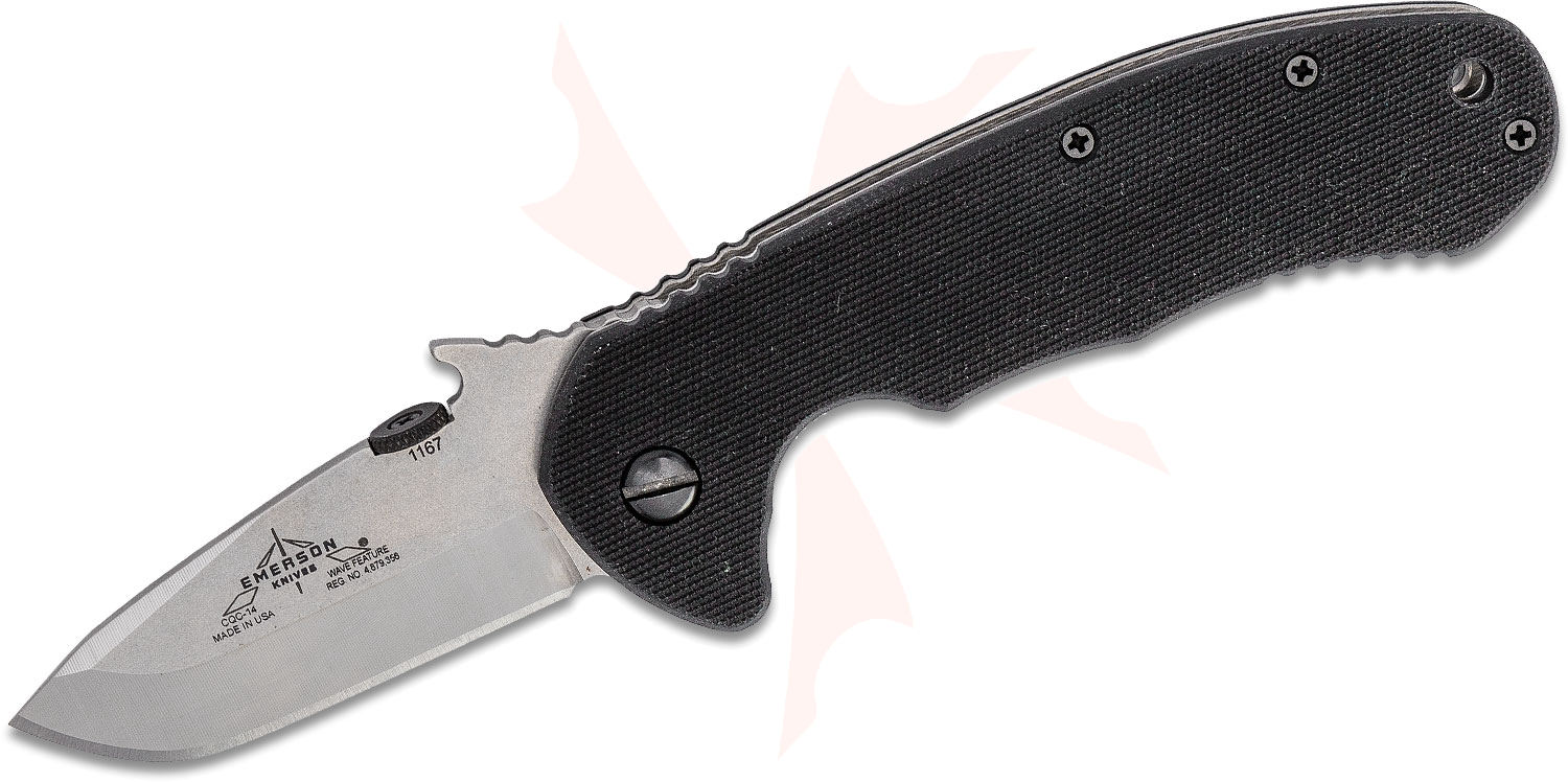 Emerson CQC-14 Snubby Folding Knife 2.7" Stonewash Plain Blade with ...