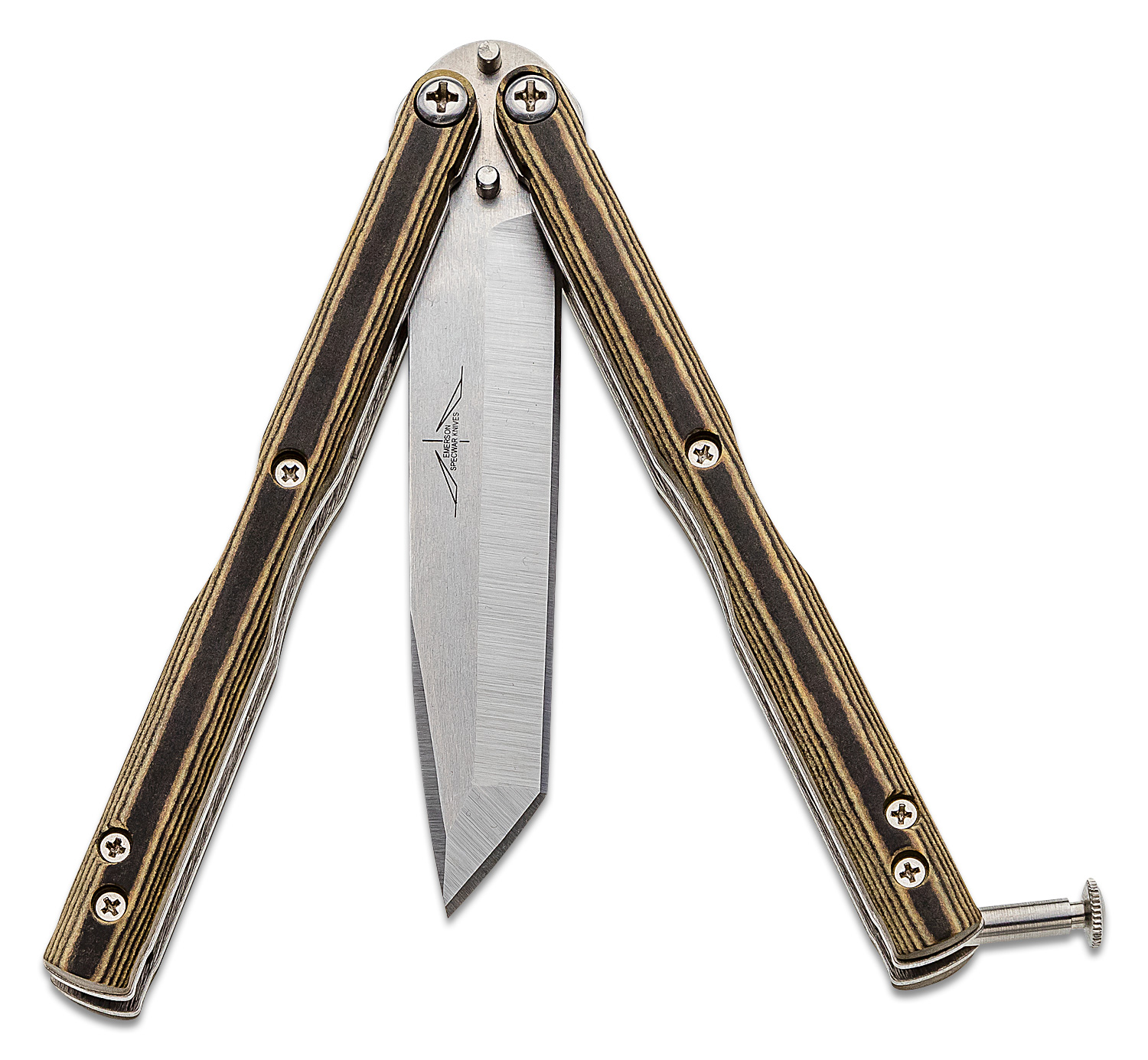 Emerson Custom Bali-7F Butterfly Knife 4" Stonewashed Tanto Blade ...