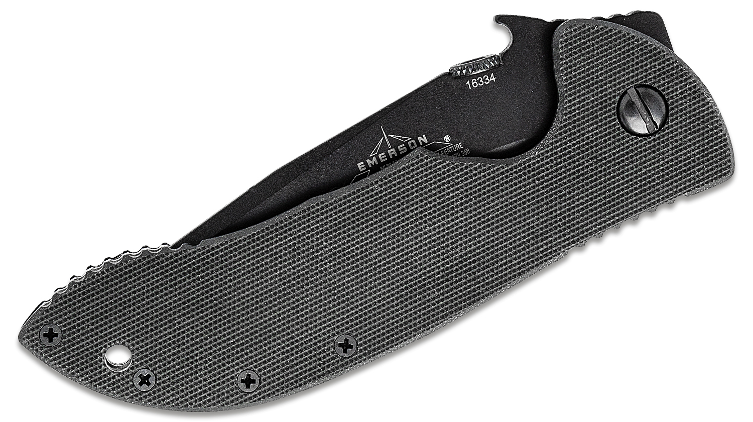 Emerson Commander Folding Knife 3.75" Black Combo Blade with Wave ...