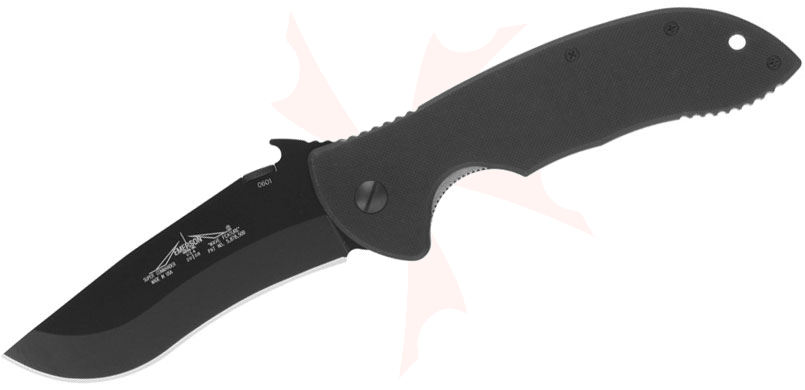 Emerson Super Commander Folding Knife 4" Black Plain Blade with Wave ...
