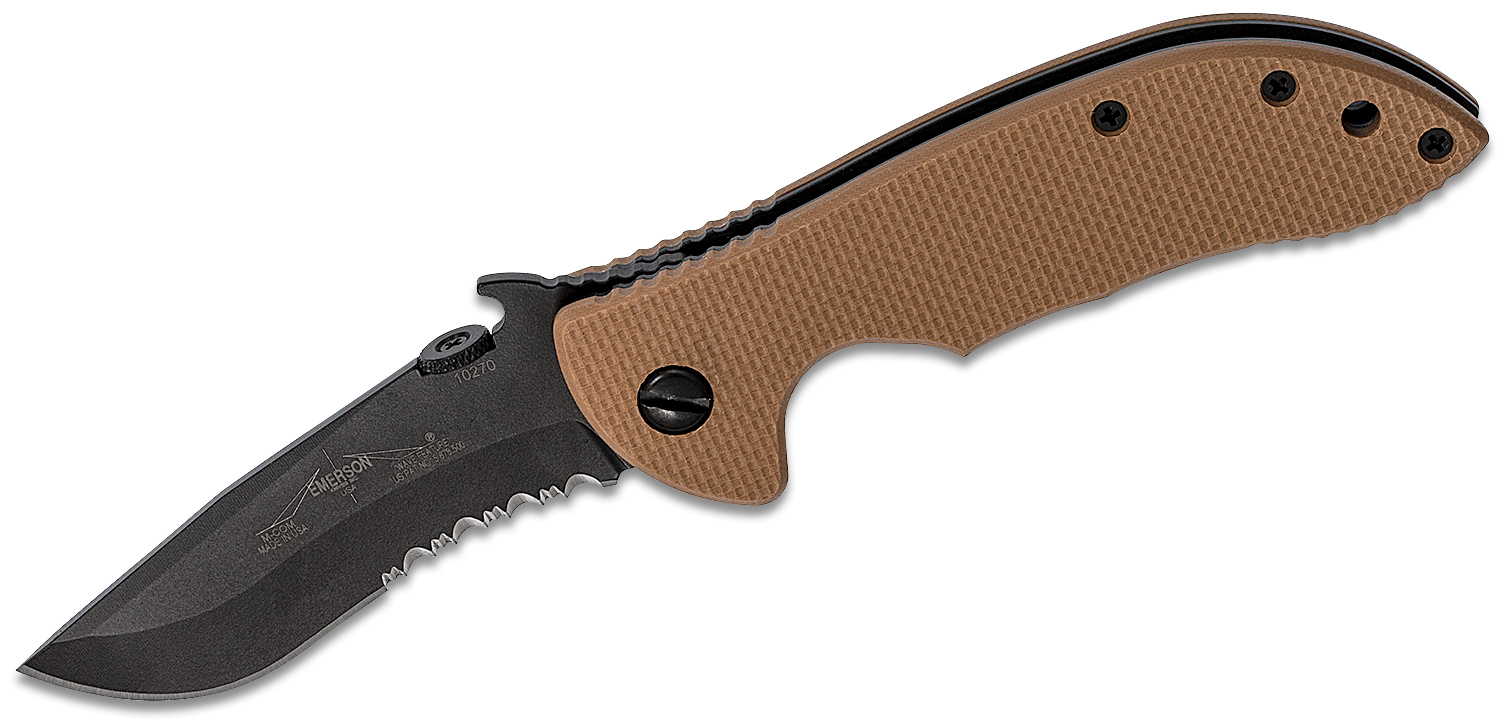 Emerson Mini Commander Folding Knife 3.4" 154CM Black Combo Blade with ...