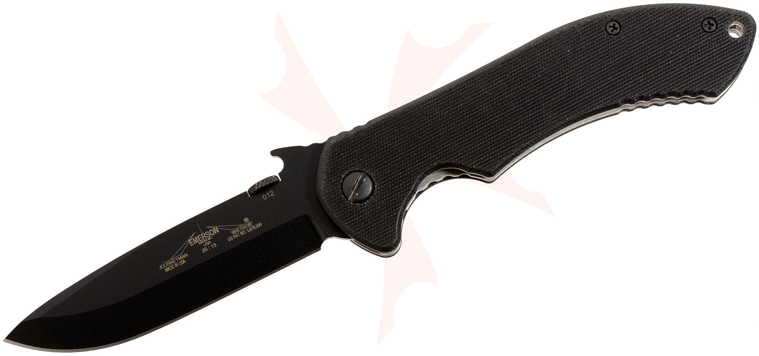 Emerson Journeyman Folding Knife 3.6" Black Plain Blade, G10 Handles ...