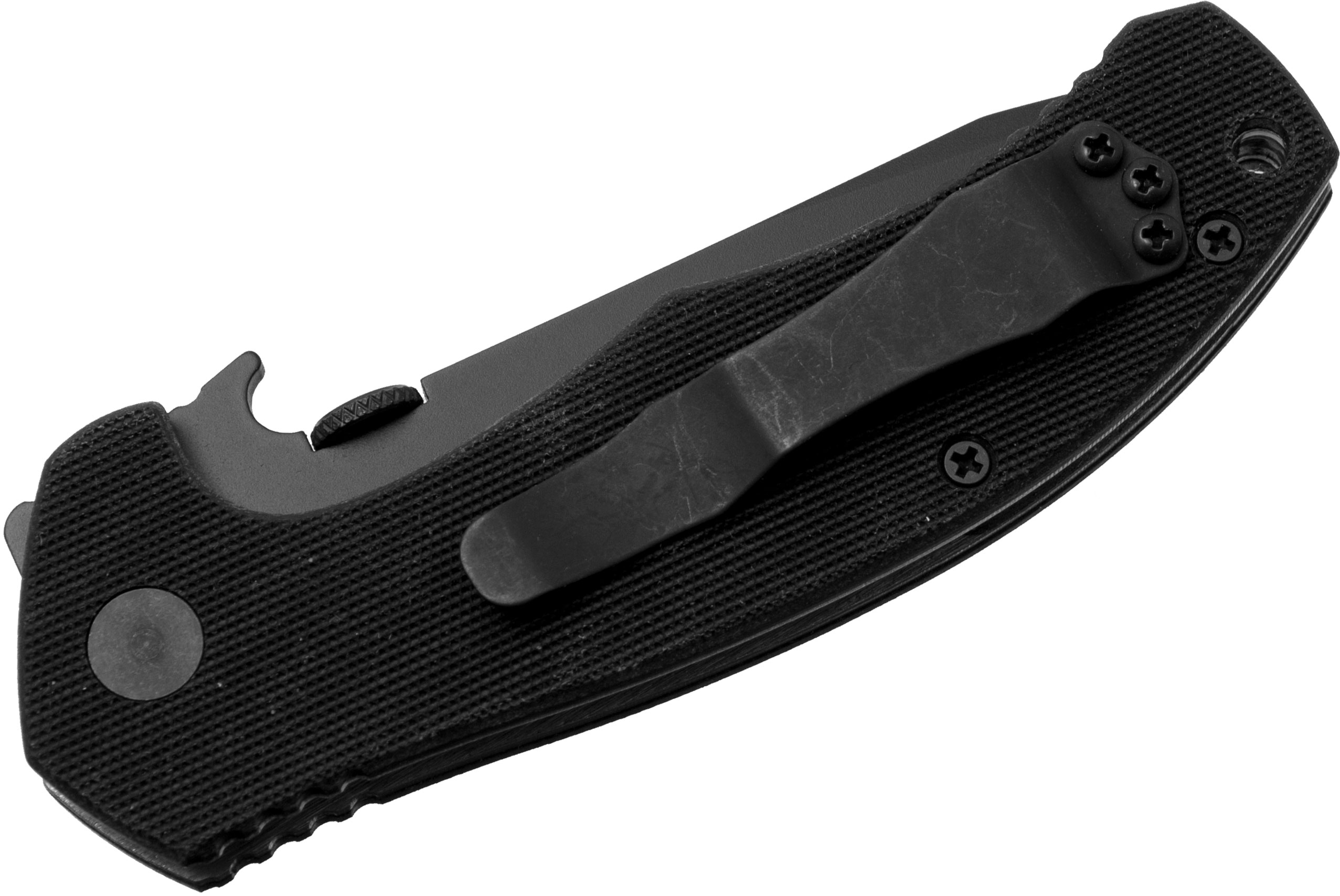Emerson Mini Roadhouse Folding Knife 3.4" Black Plain Tanto Blade ...