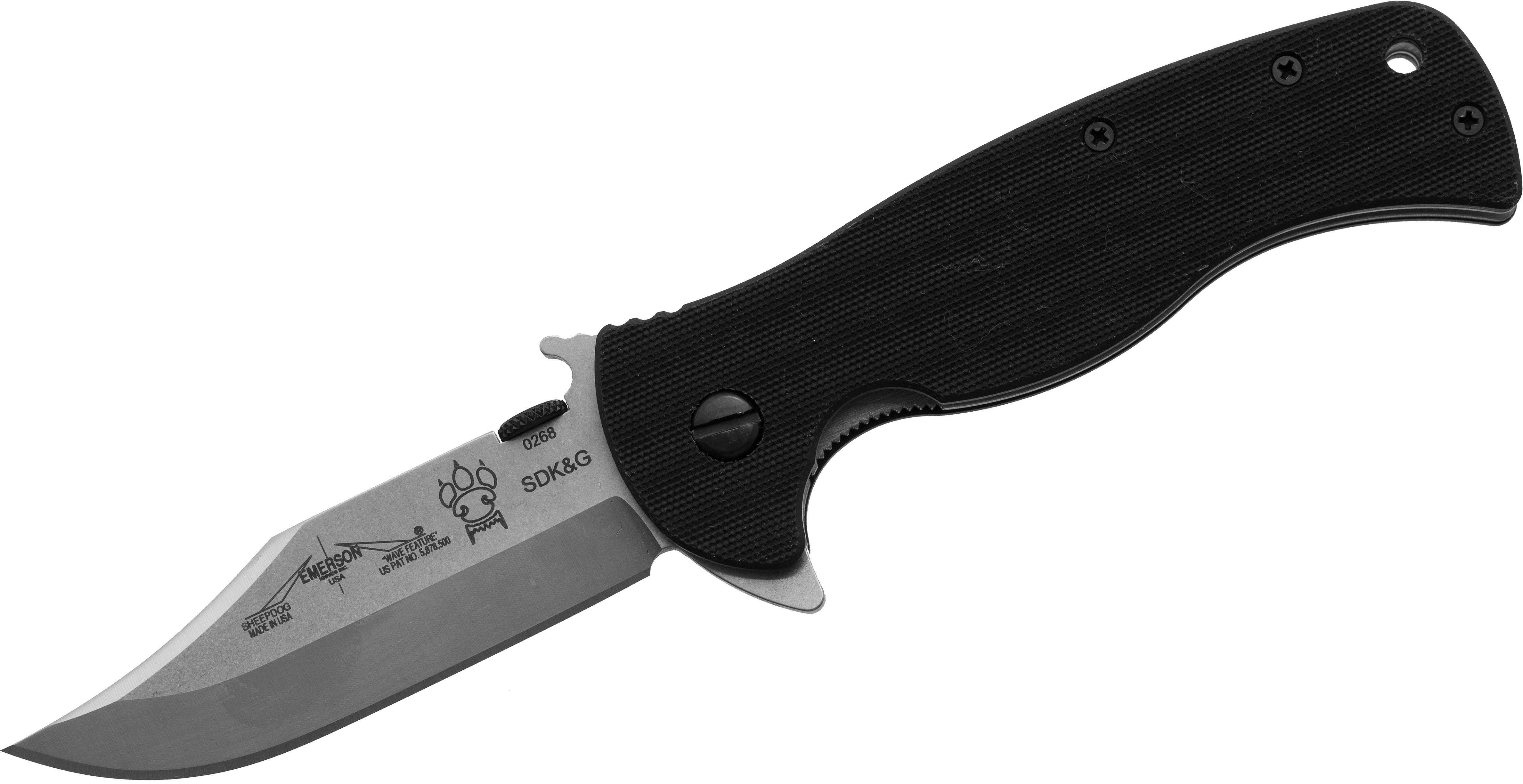 Emerson Sheepdog Rangemaster Bowie Flipper 3.5" Stonewashed Plain Blade ...
