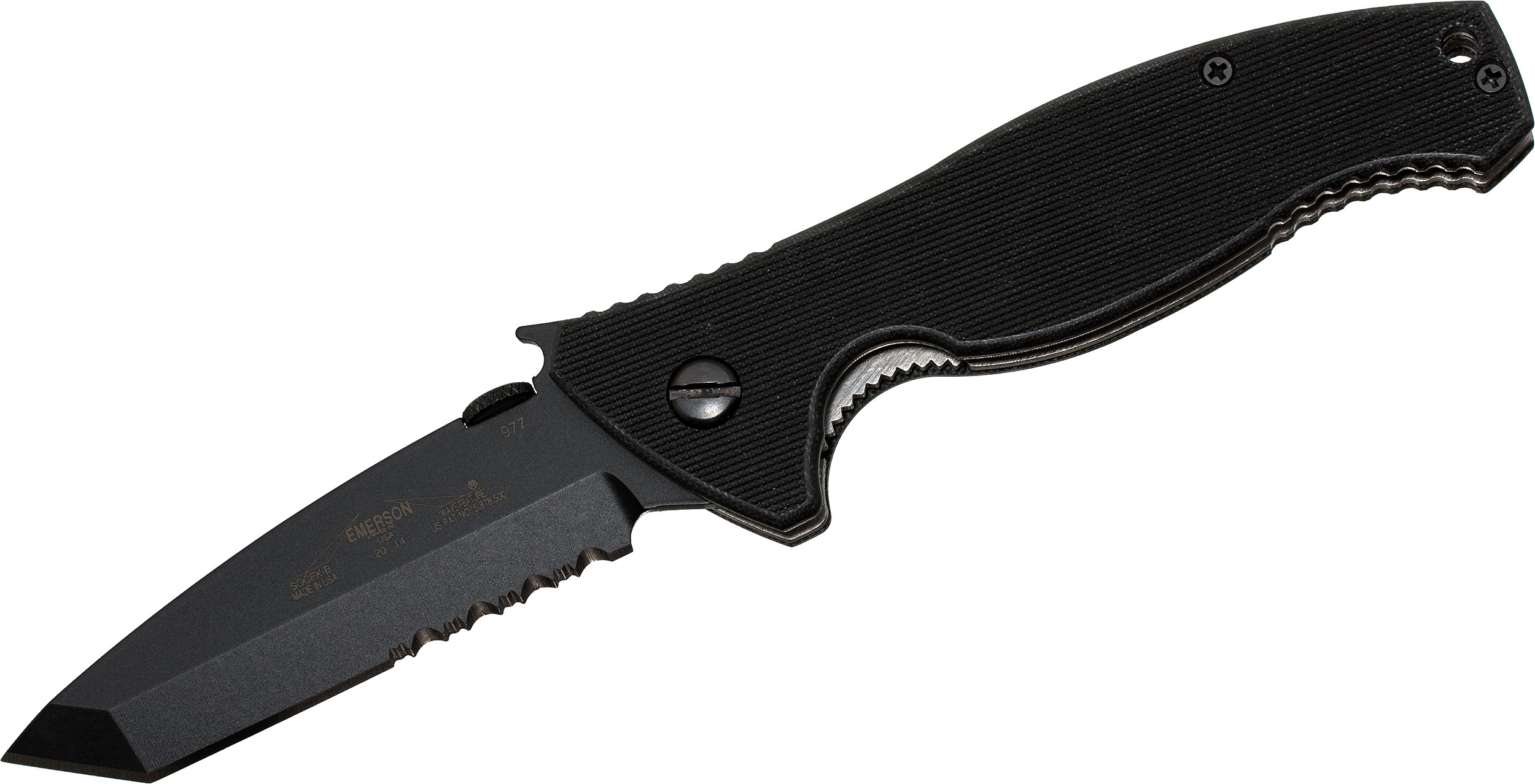 Emerson SOCFK-BTS Folding Knife 3.375" Black Combo Tanto Blade with ...