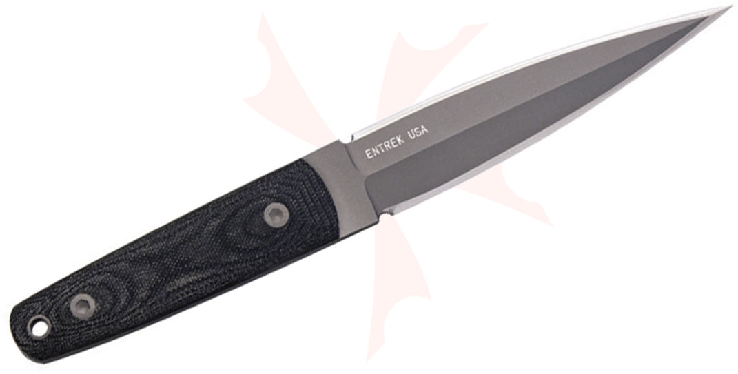 Entrek Bullet MKII Fixed 4.75" 440c Stainless Steel Dagger Blade, Black ...