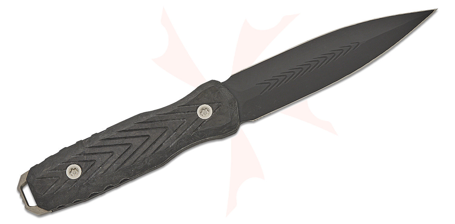 EOS Thresher Fixed Blade Knife 4.5" CPM-3V Black DLC Double Edge Spike ...