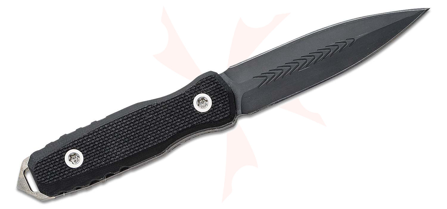 EOS Mini Thresher Fixed Blade Knife 3.625" CPM-3V Black DLC Double Edge ...