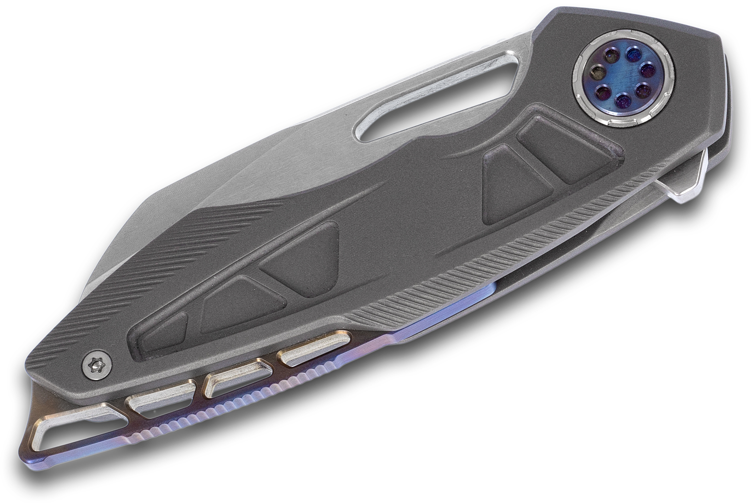 EOS Neptune Flipper Knife 3.125" CPM-154 Stonewashed Blade, Dark ...
