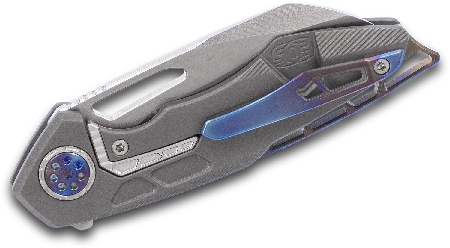 EOS Neptune Flipper Knife 3.125" CPM-154 Stonewashed Blade, Dark ...