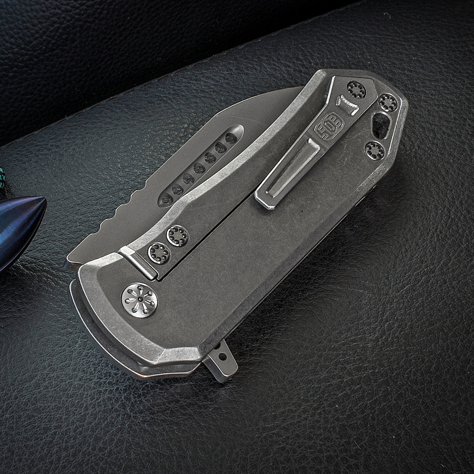EOS Orca-S Flipper 3" S35VN Bead Blasted Blade, Milled Titanium Handles ...