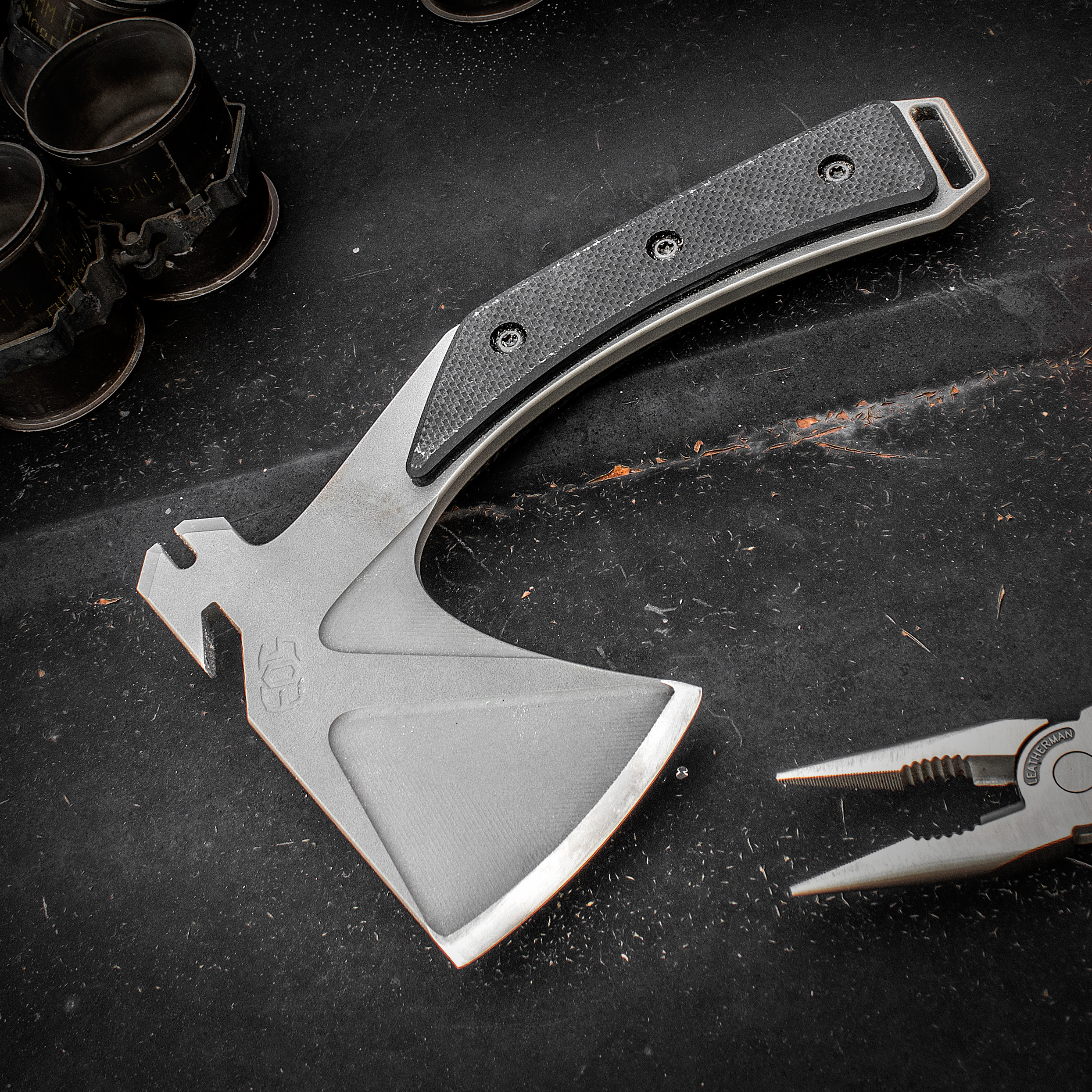 EOS Shorty Mini Hatchet 7.75" Overall, D2 Tool Steel, Black G10 Handles ...
