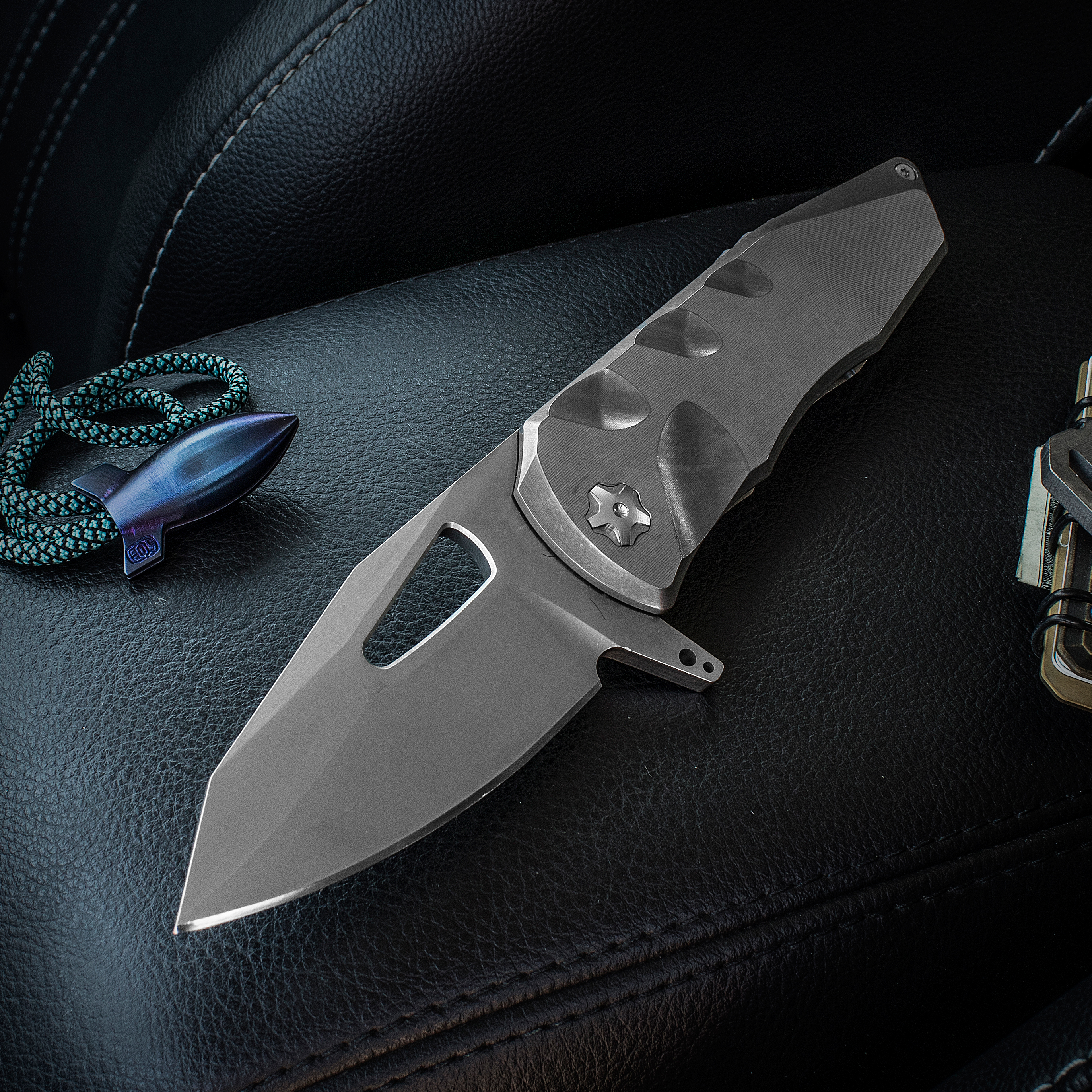 EOS Squid Flipper 3.625" S35VN Stonewashed Blade, Groove Milled ...