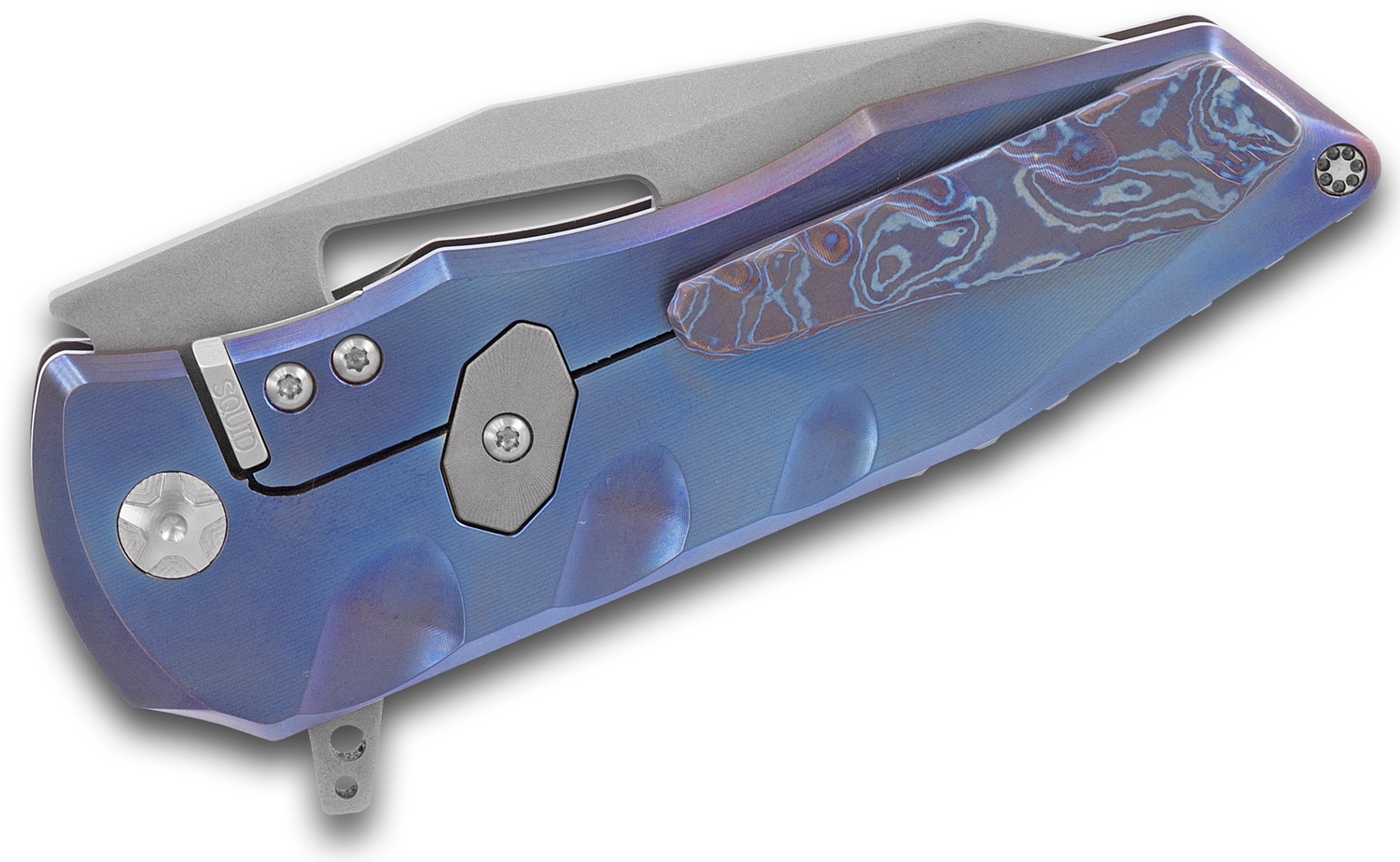 EOS Squid Flipper Knife 3.625" S35VN Bead Blasted Blade, Milled Flamed ...