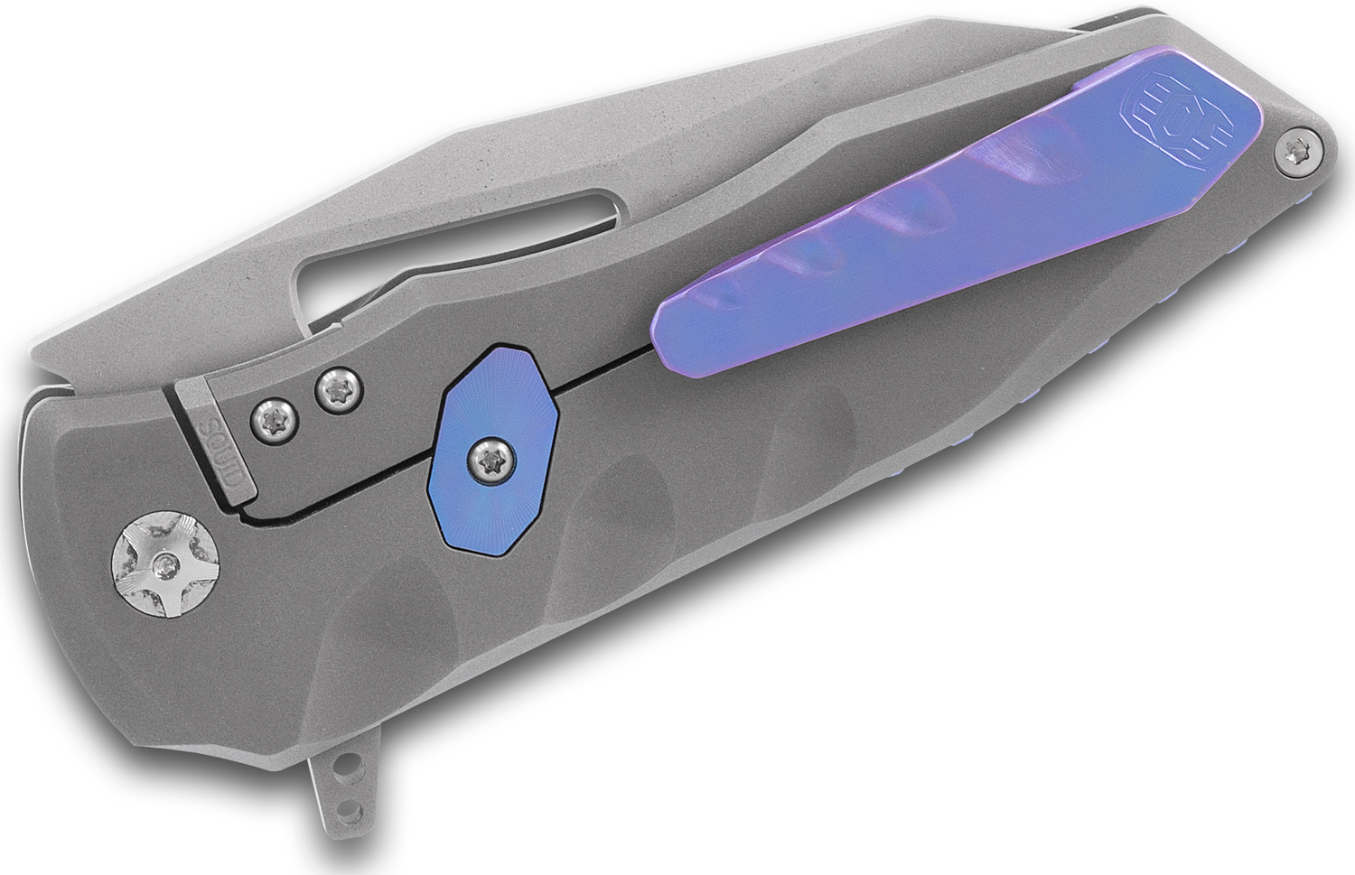 EOS Squid Flipper Knife 3.625" S35VN Bead Blasted Blade, Milled Dark ...