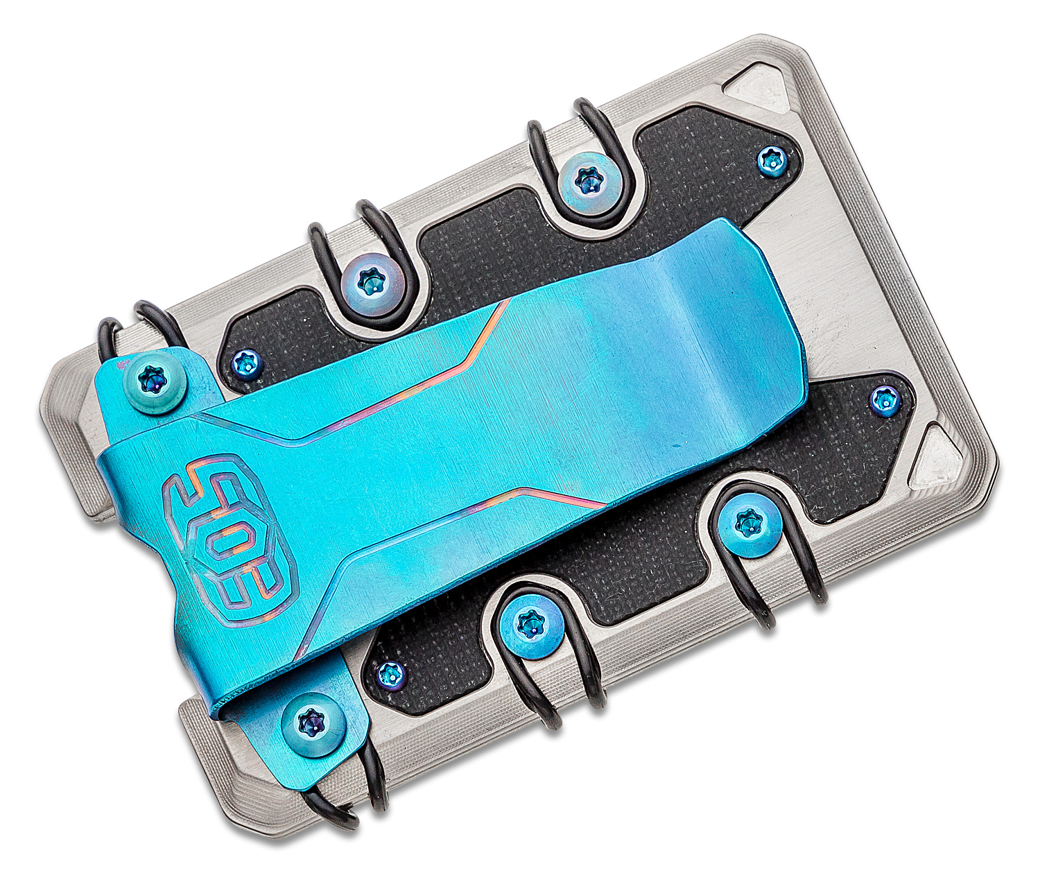 EOS Titanium 3.0 Wallet, Satin with Black G10 Inlays, Blue Hardware ...