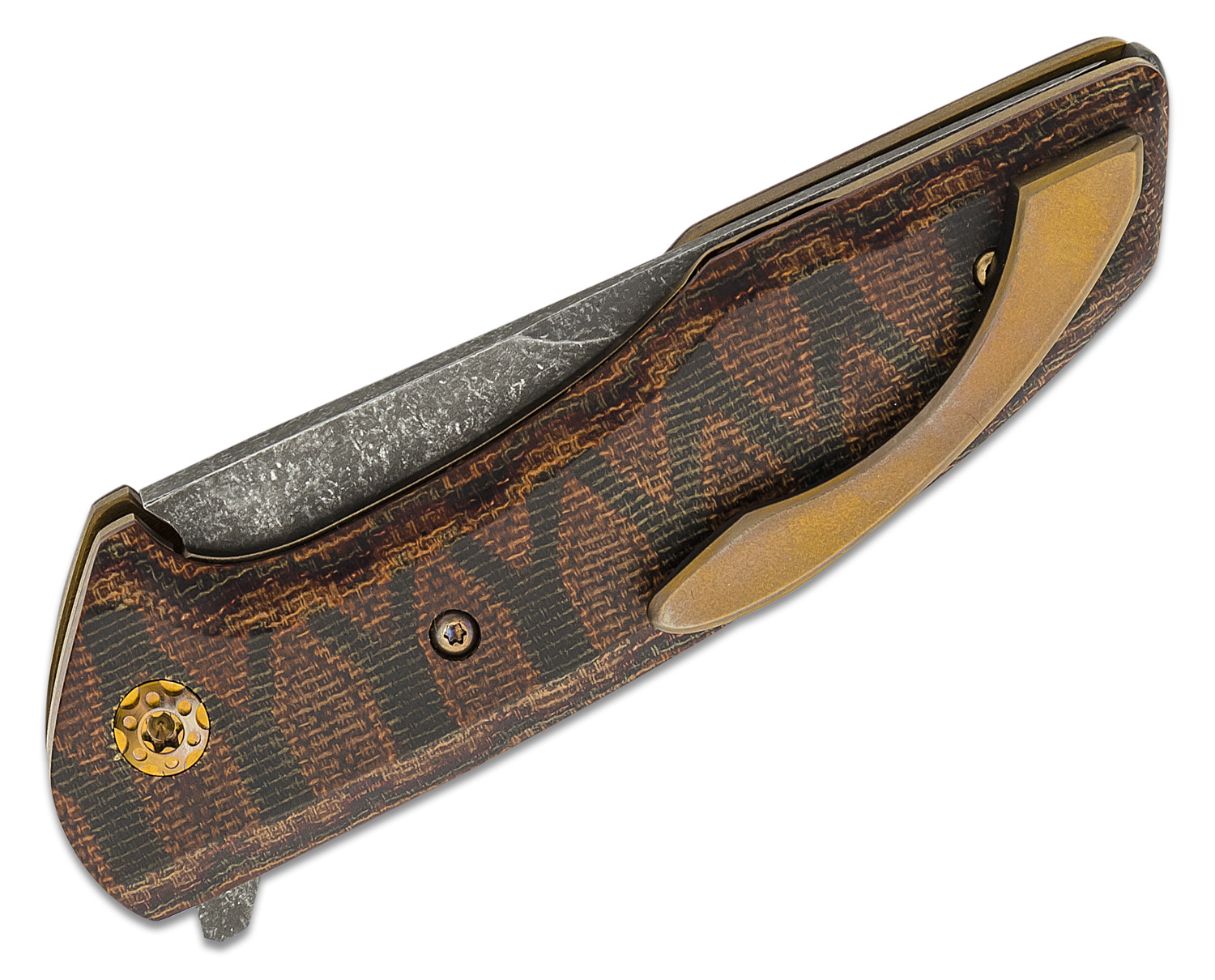 Eric Ochs Custom Tillamook Flipper Knife 3.3" AEB-L Acid Washed Drop Point Blade, Python Micarta ...