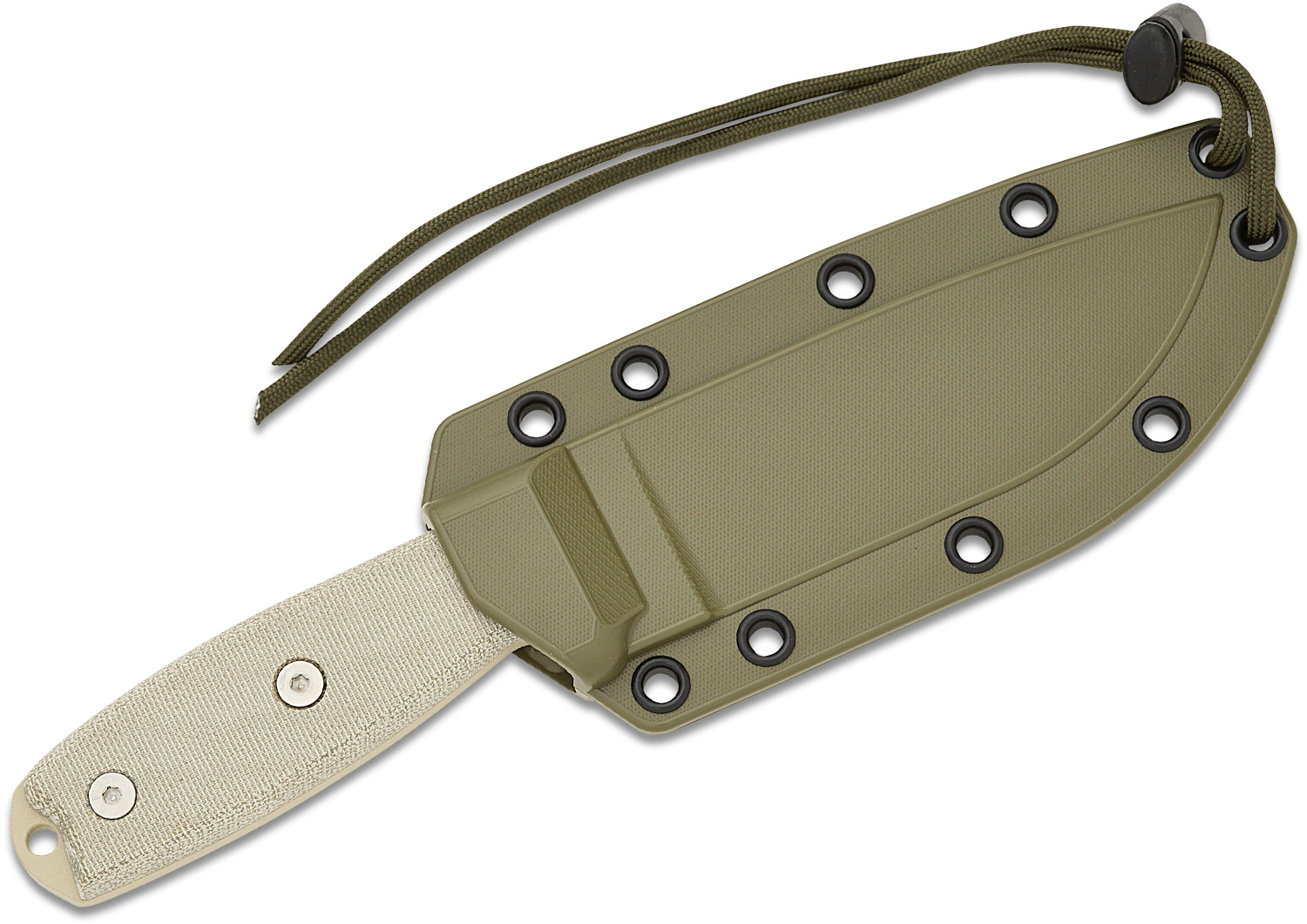 ESEE Knives ESEE-4S-DT Desert Tan Combo Edge, OD Green Sheath, Clip ...