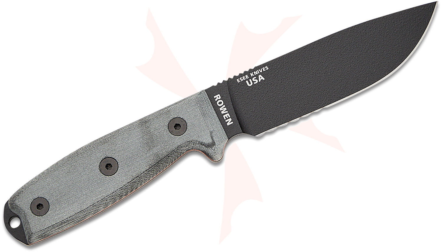 ESEE Knives ESEE-4S-MB Fixed Blade Knife 4.5" 1095 Carbon Black Combo ...