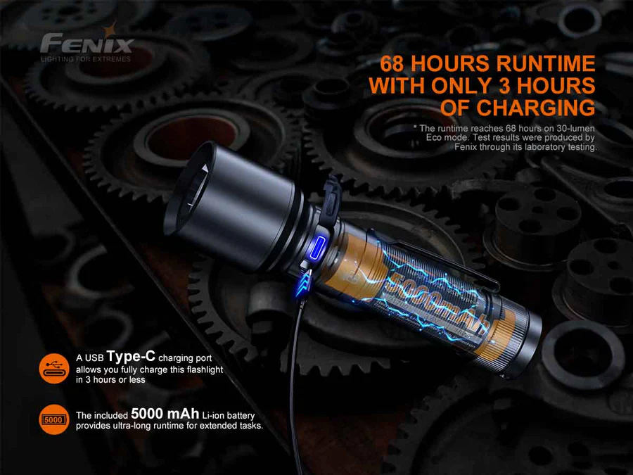 Fenix C7 Rechargeable Flashlight, Titanium Gray, 3000 Max Lumens ...