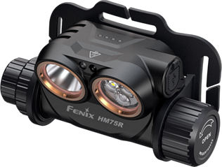 Fenix HM75R Rechargeable LED Dual Power Source Headlamp, Black, 1600 ...
