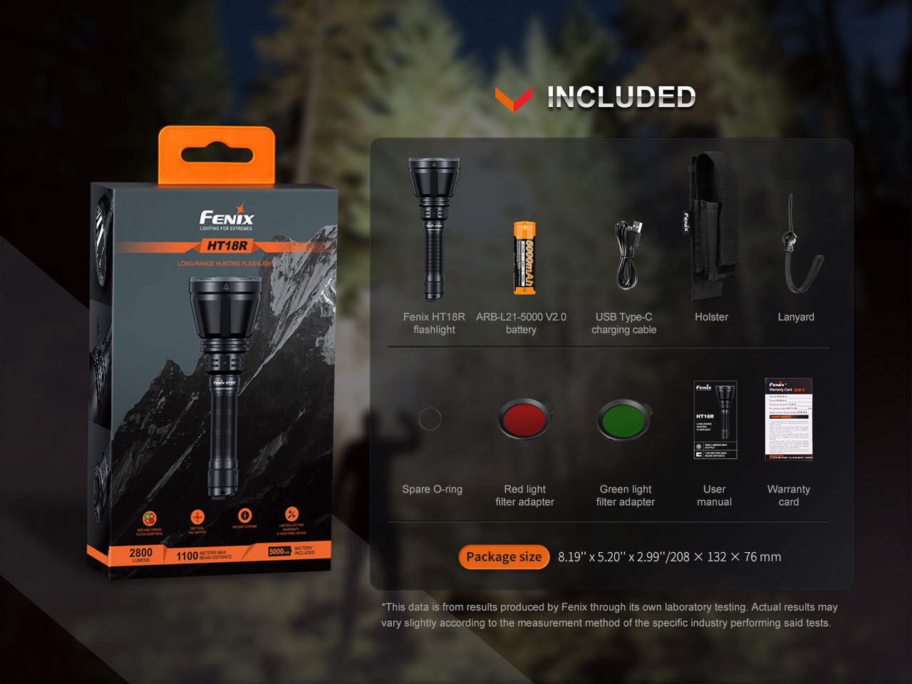 Fenix HT18 Long-Range Hunting LED Flashlight, Black, 2800 Max Lumens ...