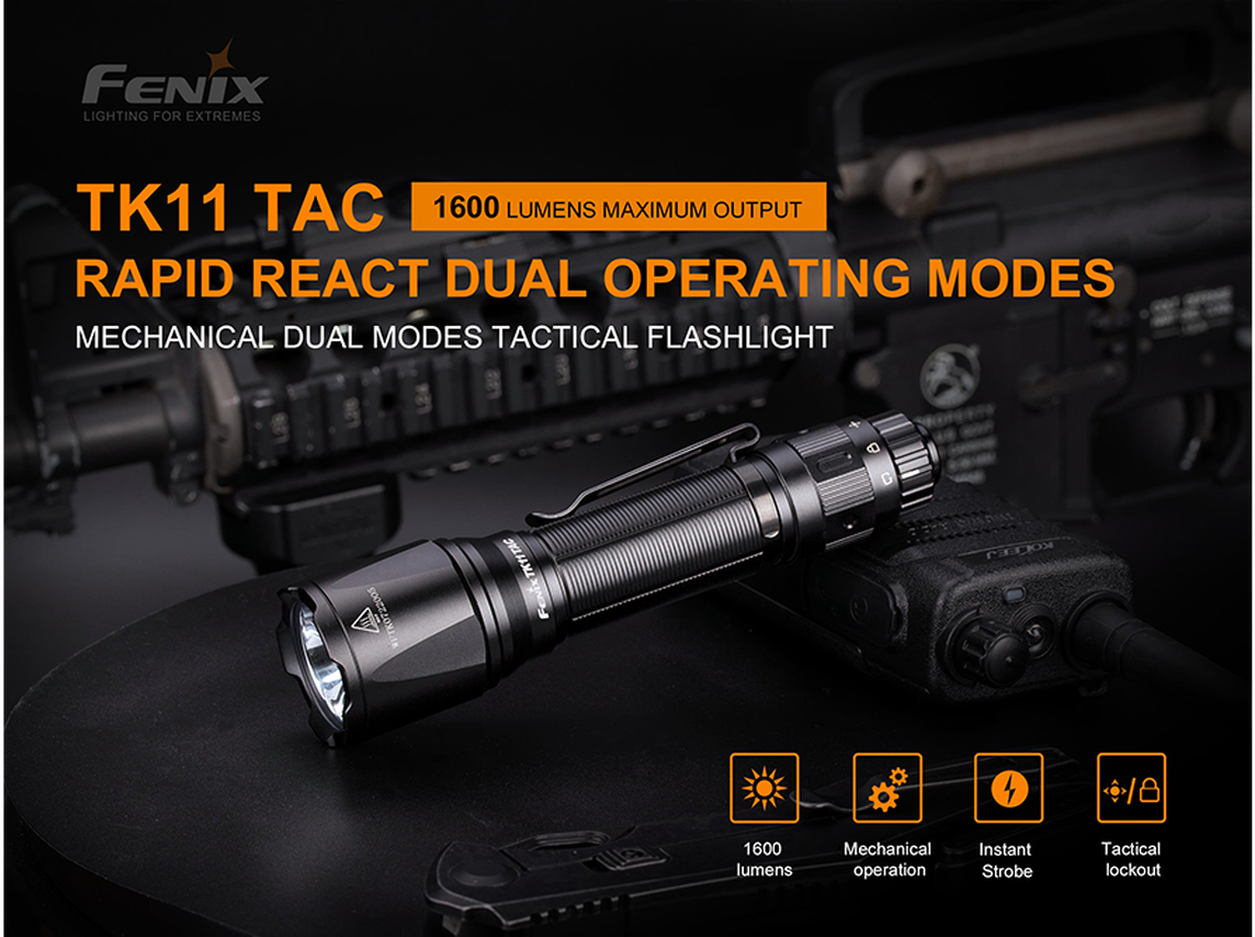 Fenix TK11TAC Tactical Rechargeable LED Flashlight, Black, 1600 Max ...