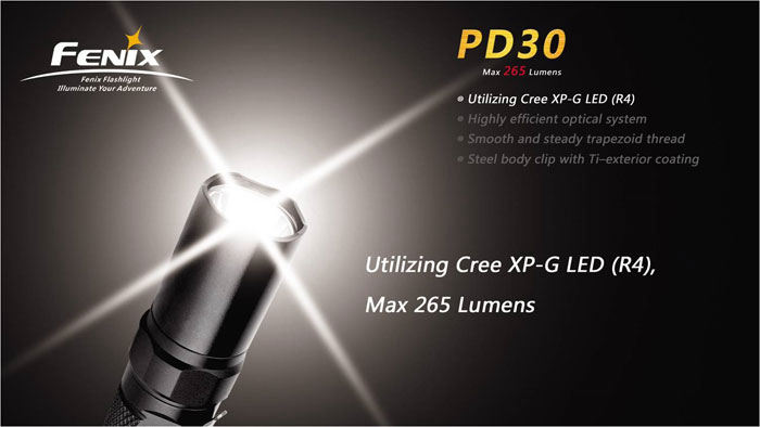 Fenix PD30 (R4) Variable Output LED Flashlight, Strobing, 265 Max ...