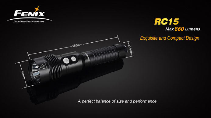 Fenix RC15 Rechargeable LED Flashlight, Black, 860 Max Lumens ...
