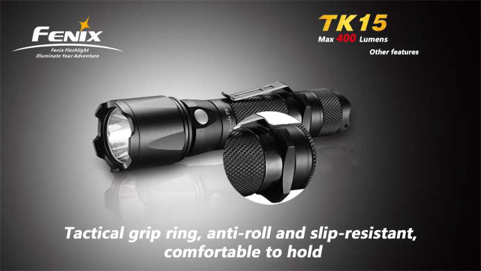 Fenix TK15 LED Flashlight, Black, 400 Max Lumens - KnifeCenter ...