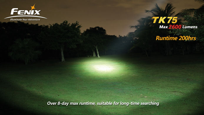 Fenix TK75 High-Intensity Three LED Flashlight, Black, 2600 Max Lumens ...