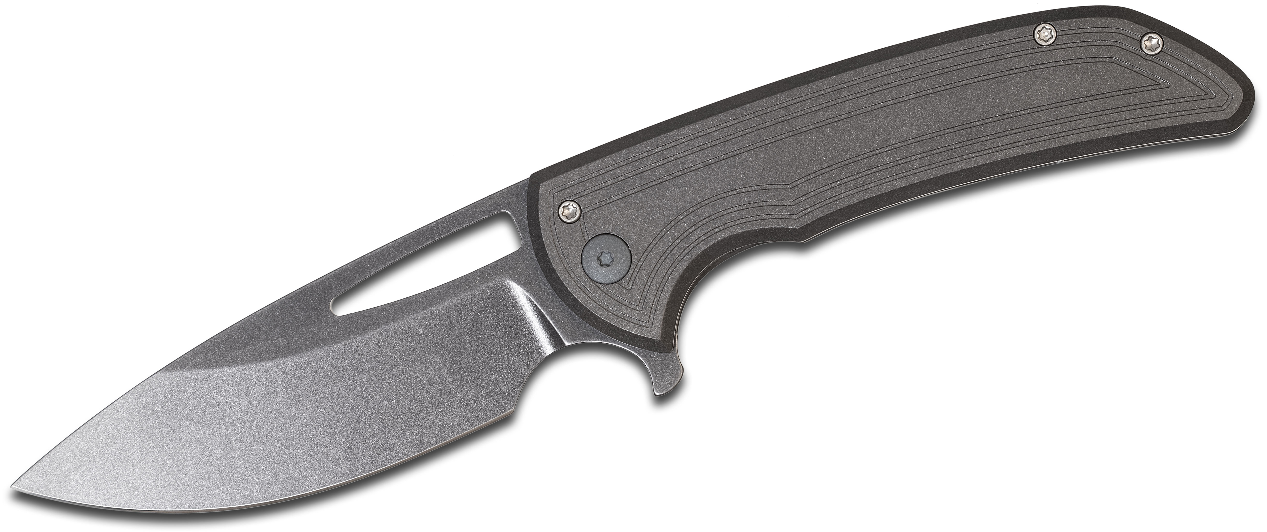 Ferrum Forge Archbishop Flipper 3.56" 20CV Plain Blade, Black Grooved ...