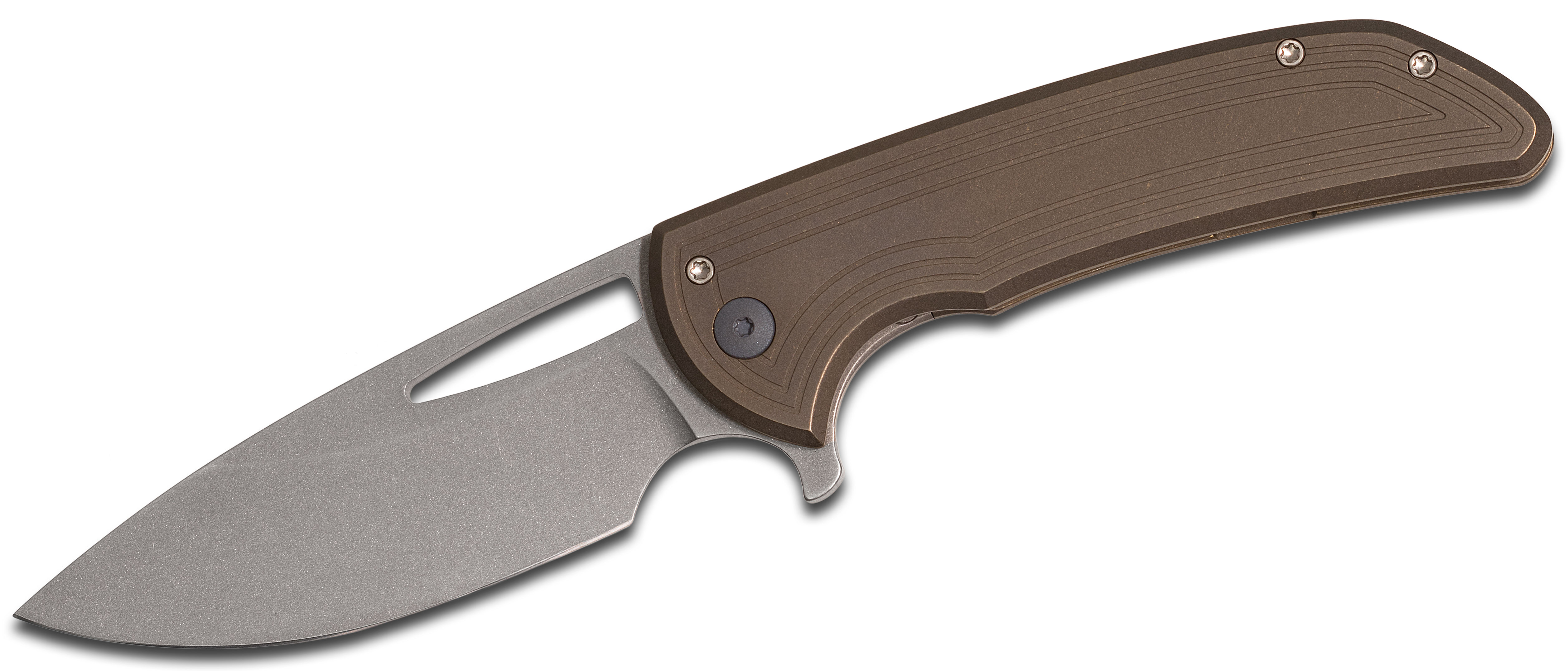 Ferrum Forge Archbishop Flipper 3.56" 20CV Plain Blade, Bronze Grooved ...