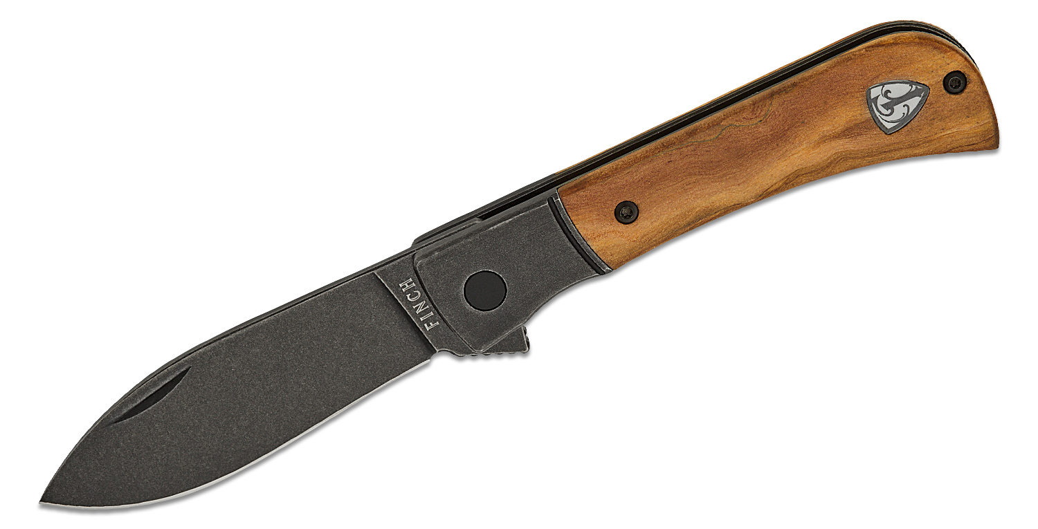 Finch Knife Company PIPELINE Olive Flipper Knife 3" 154CM Black ...