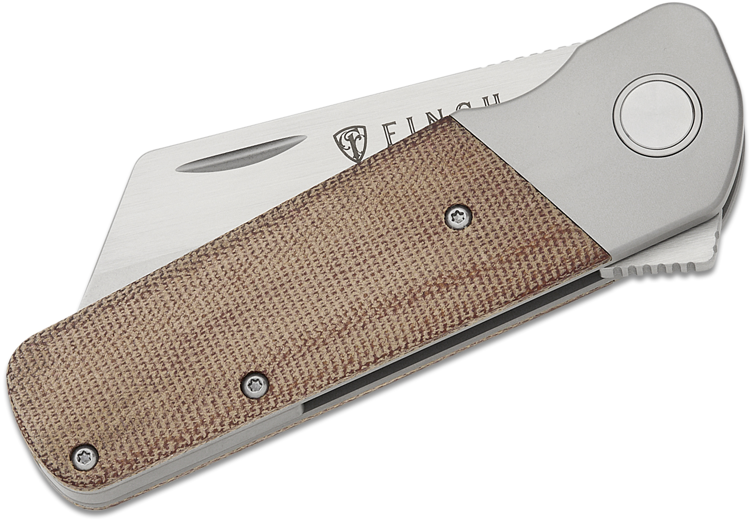Finch Knife Company RUNTLY XL Tobacco Flipper Knife 3.15" M390 Two-Tone ...