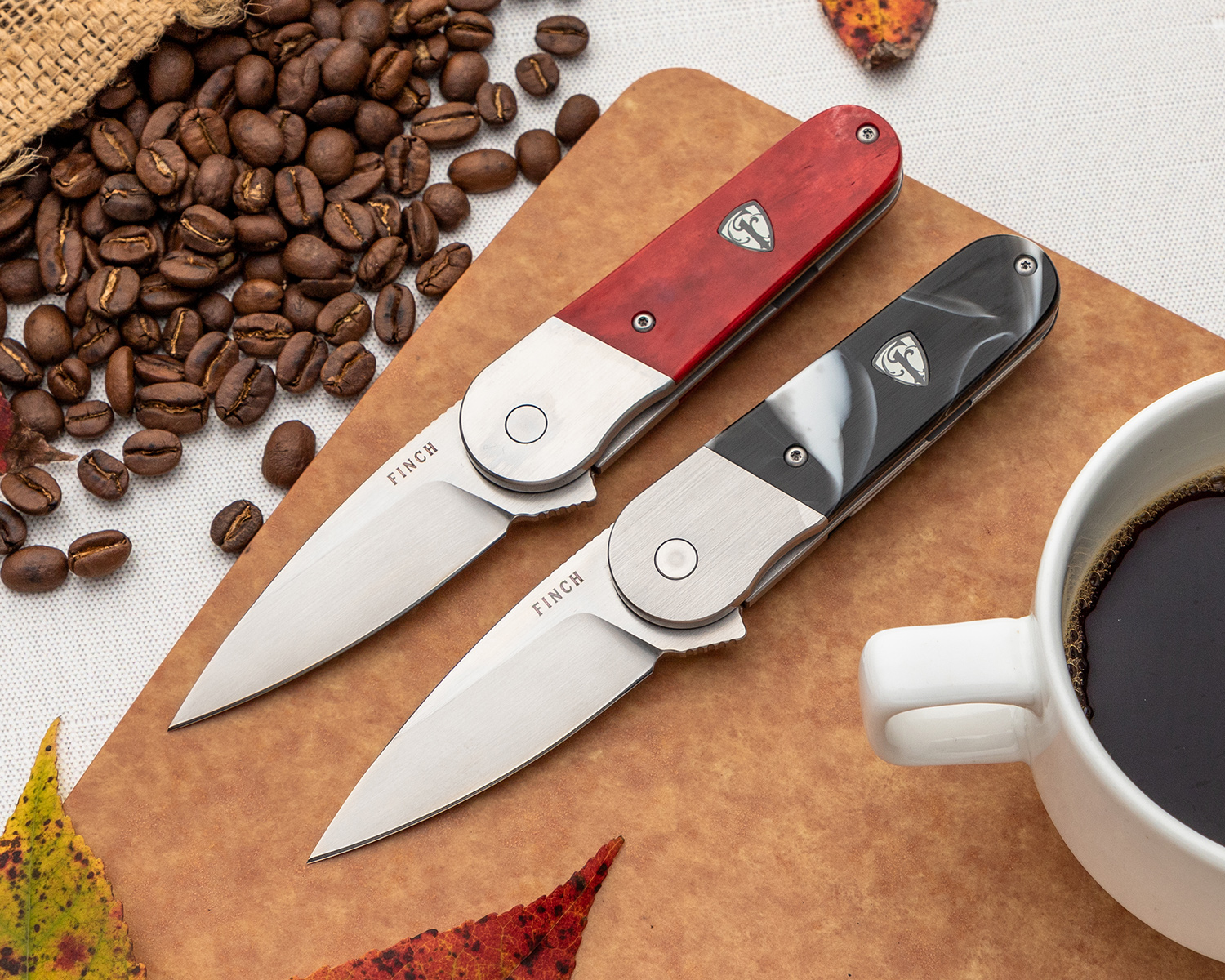 Finch Knife Company CHERRY BOMB Fire Flipper Knife 2.6" 154CM Two-Tone ...