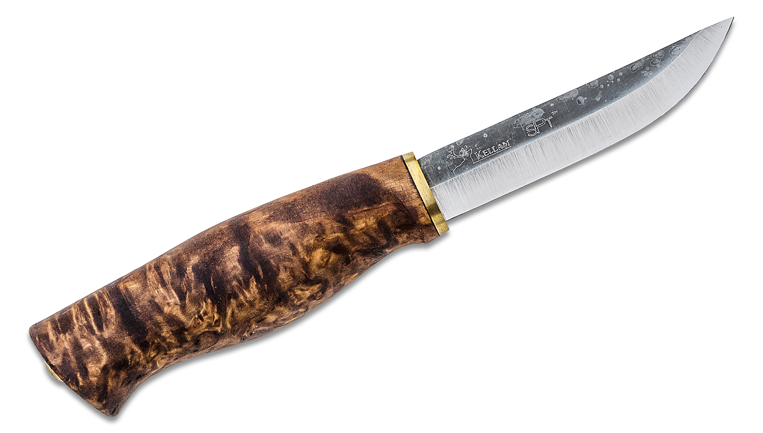 Kellam Knives The Wolverine 3.75" Fixed Plain Blade, Stained Curly ...